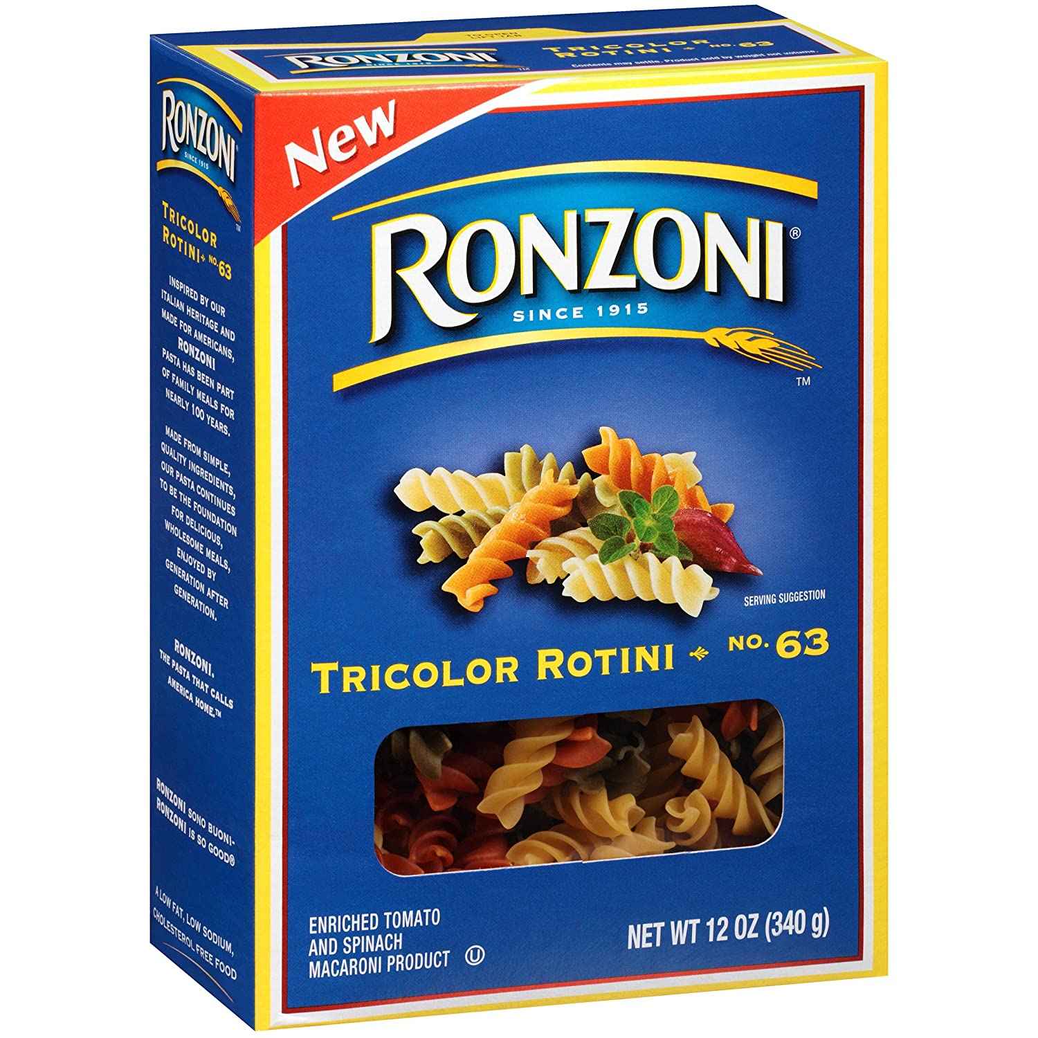 Buy Ronzoni Tri Color Rotini 12 Oz | Fresh Central Grocery - Quicklly