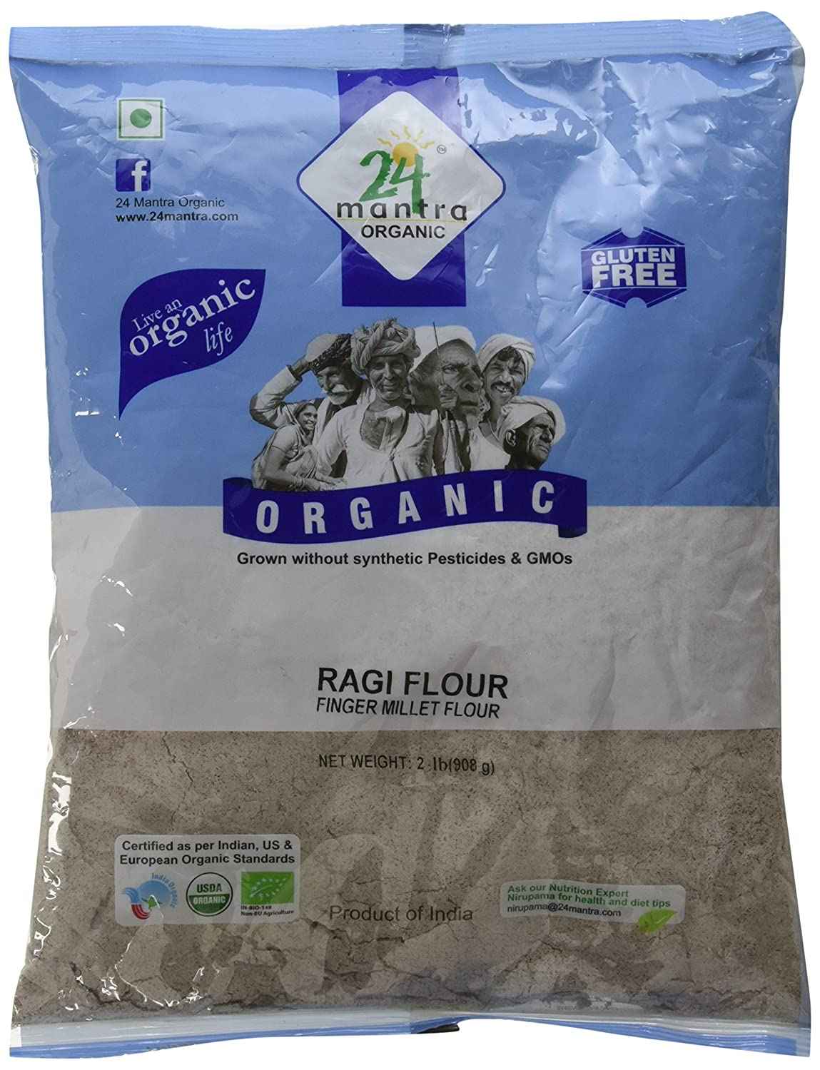 Buy Organic Ragi Flour 24 Mantra 4 Lbs | Indiaco - Quicklly