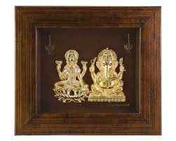 Buy Gold Plated Black Frame Ganesh/ Laxmi Small 1 Count | Indiaco ...