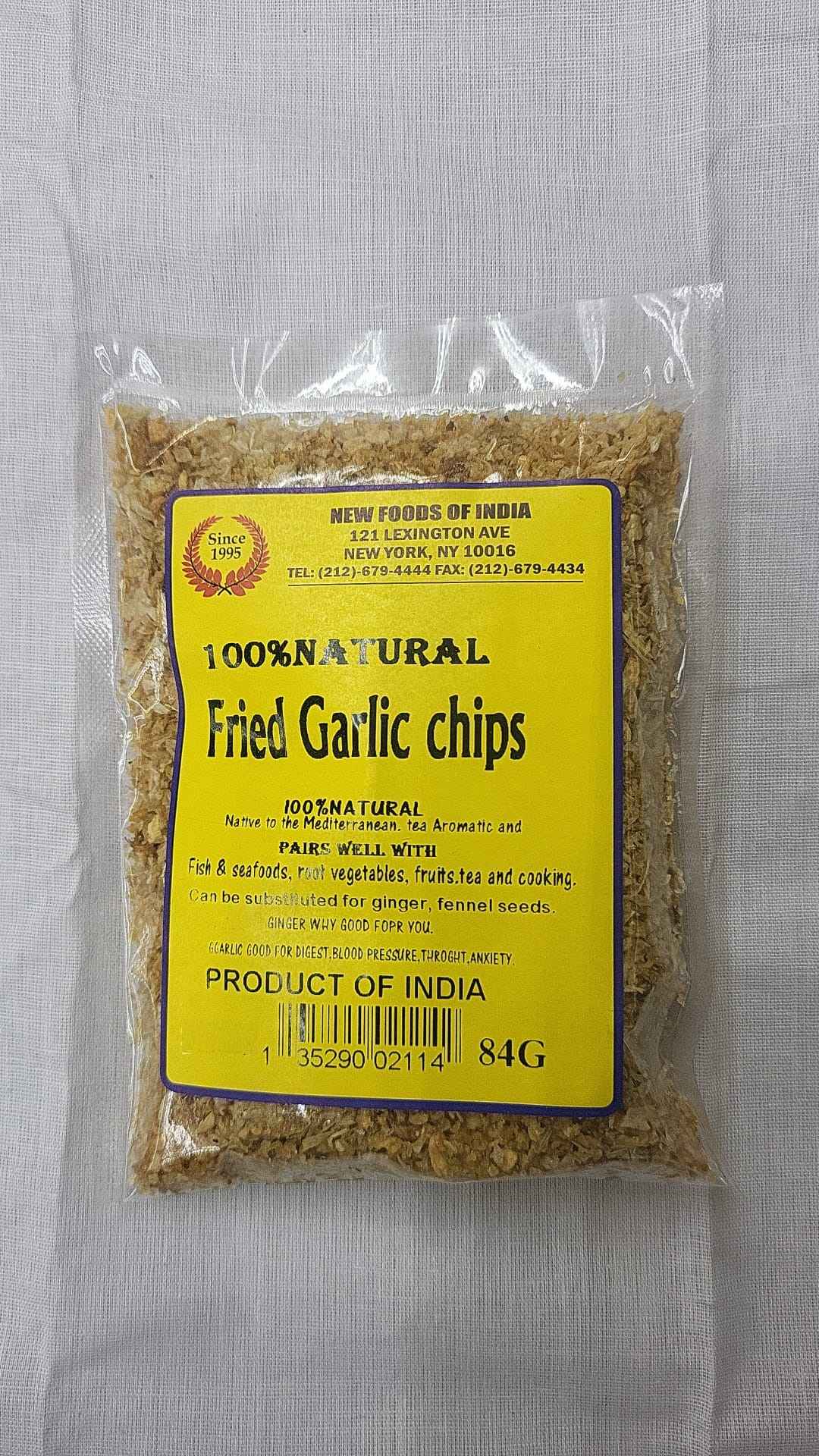 Buy Natural Fried Garlic Chips 84 Gm | New Foods Of India - Quicklly
