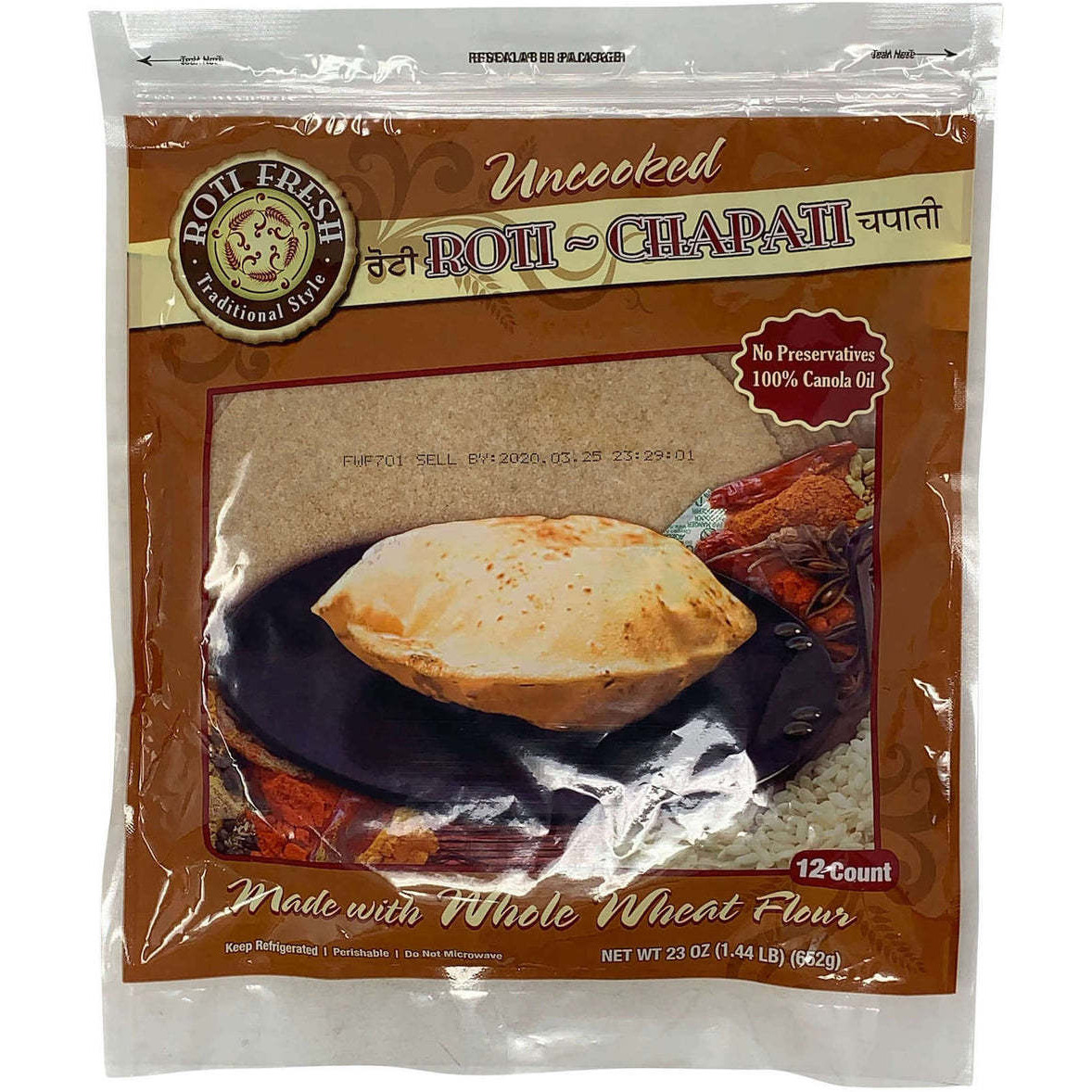 Buy Roti Fresh Uncooked 12 Count 23 Oz | Balaji Indian Groceries - Quicklly